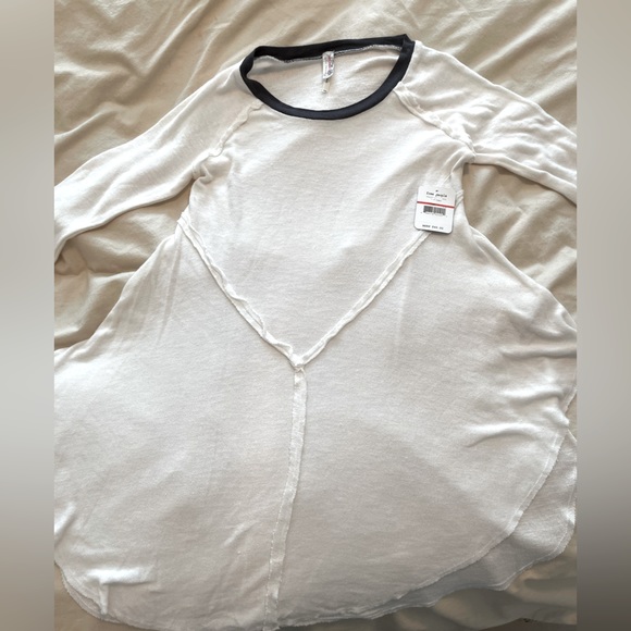 Free People | Tops | Brand New White Free People Aline Tee Shirt With ...